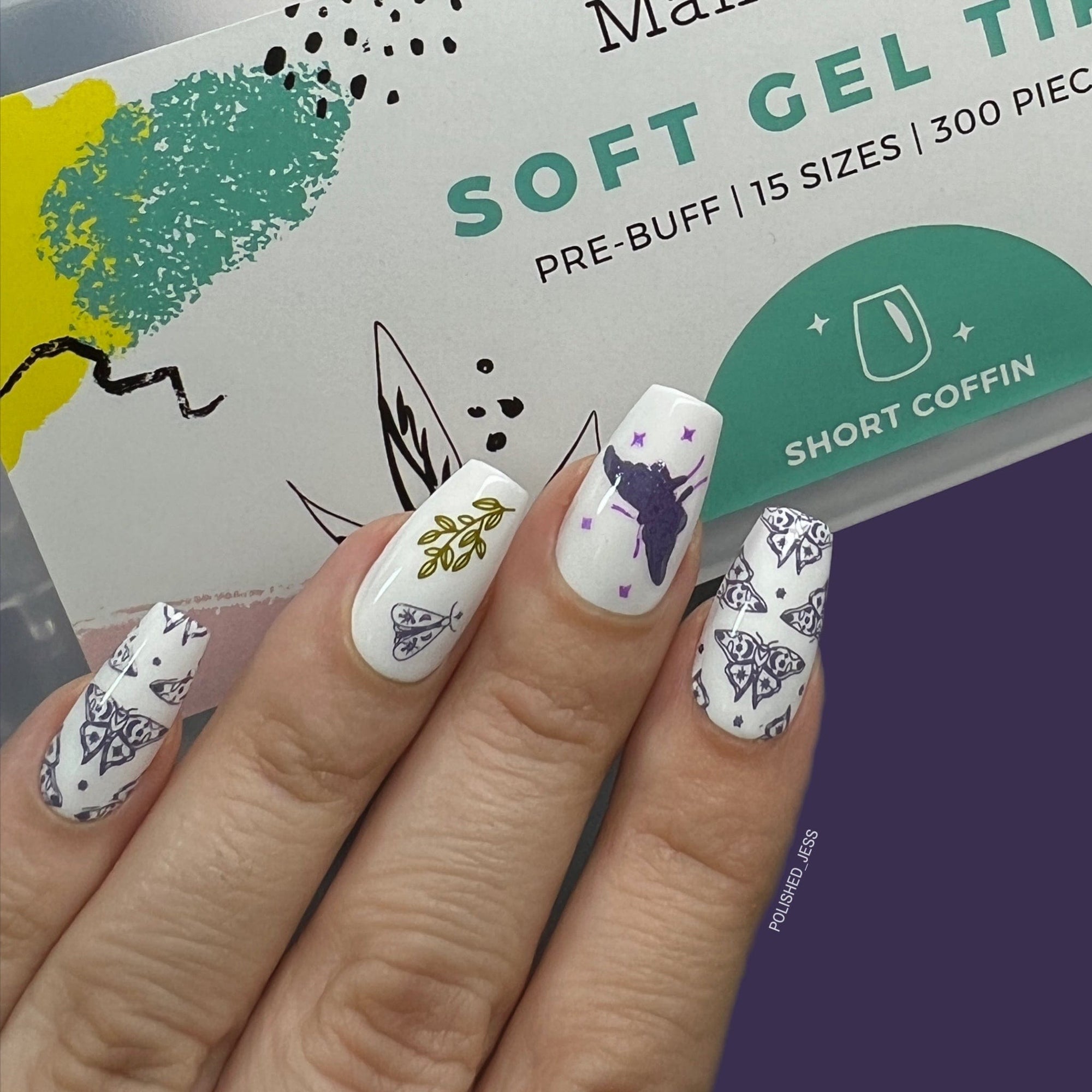 300pcs Full Cover Nail Tips for Extension in 15 Sizes - Short Coffin ...