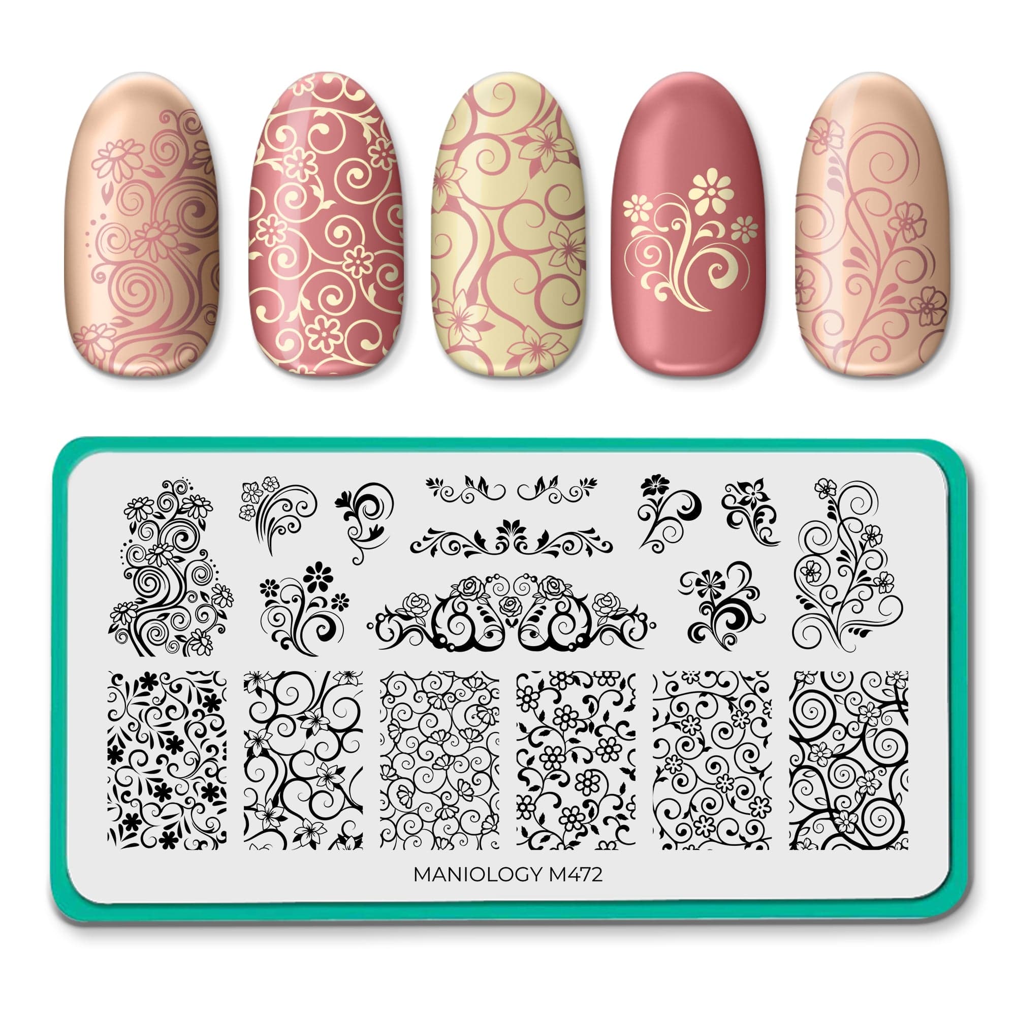 Floral Swirls (M472) - Nail Stamping Plate – Maniology