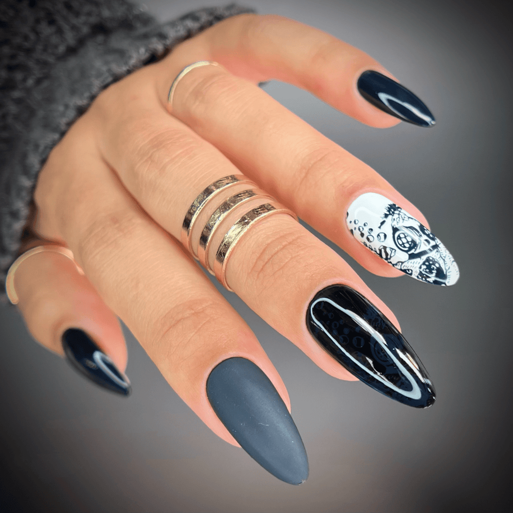 Kraken (B482) - Cream Dark Navy Blue Stamping Polish – Maniology