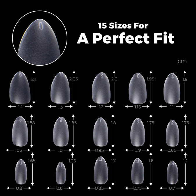 300pcs Full Cover Nail Tips for Extension in 15 Sizes - Short Almond ...