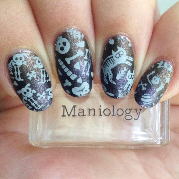 Bad to the Bone Halloween Nail Stamping Plate | Maniology