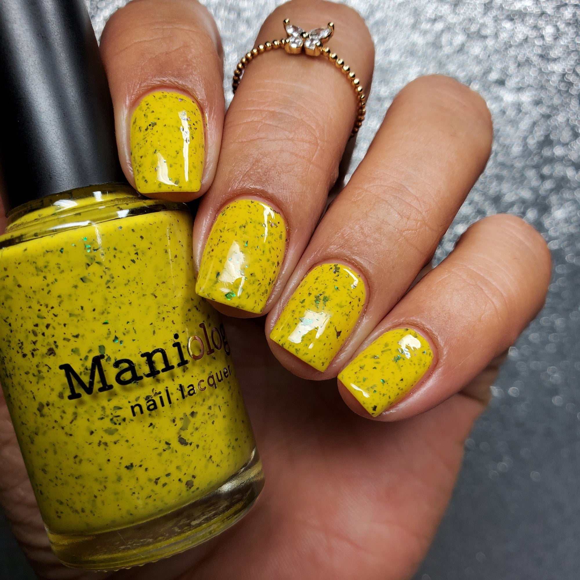 Dandelion Mustard w/ Glitter Flakies Nail Polish | Maniology