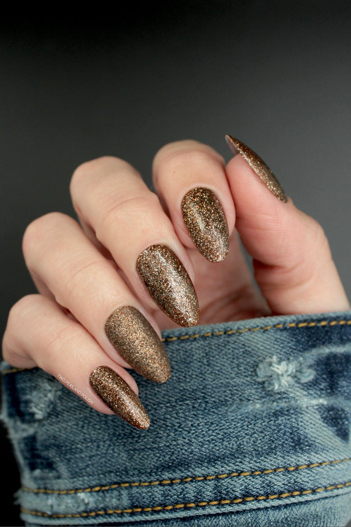 Muse Semi Sheer Dark Brown Glitter Nail Polish | Maniology